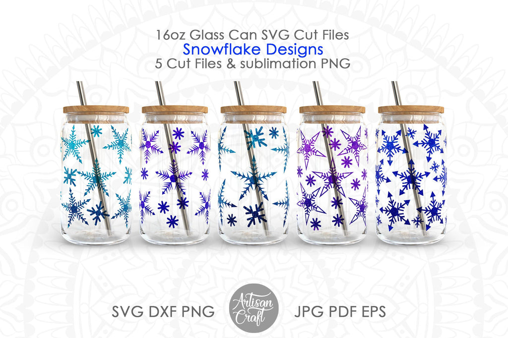 Snowflake Can Glass Wrap, Christmas Can SVG | So Fontsy