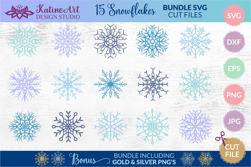 Snowflake svg bundle - 15 christmas winter clipart cut files for Cricut ...