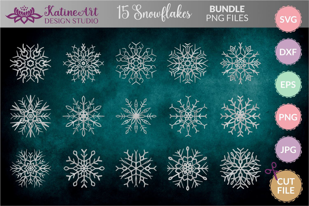 Snowflake svg bundle - 15 christmas winter clipart cut files for Cricut ...