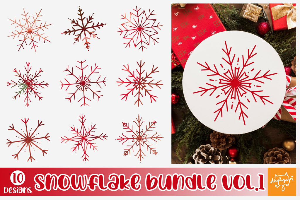 Snowflakes Clipart Christmas Ornament Bundle Snow SVG - So Fontsy