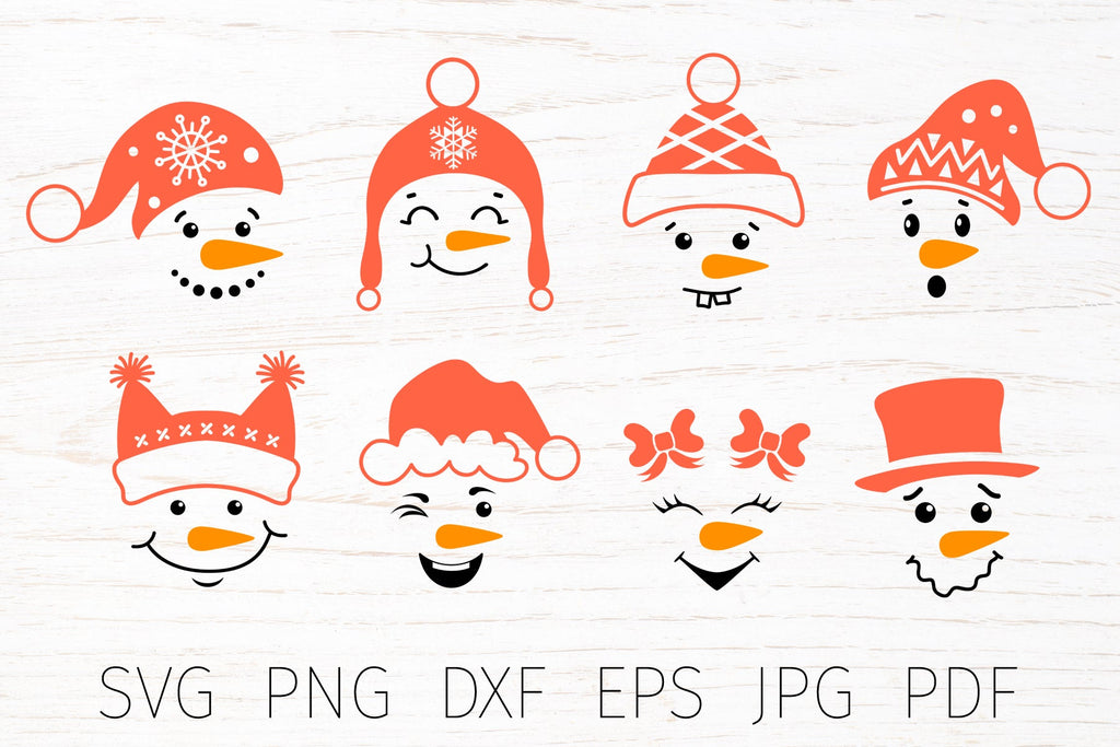 Snowman faces, snowman face svg bundle, christmas svg bundle - So Fontsy