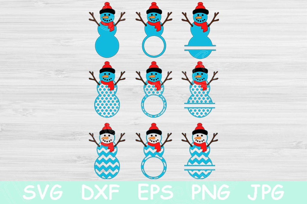 Snowman Svg File, Christmas Svg. Split Chevron and Polka Dots Cut Files ...