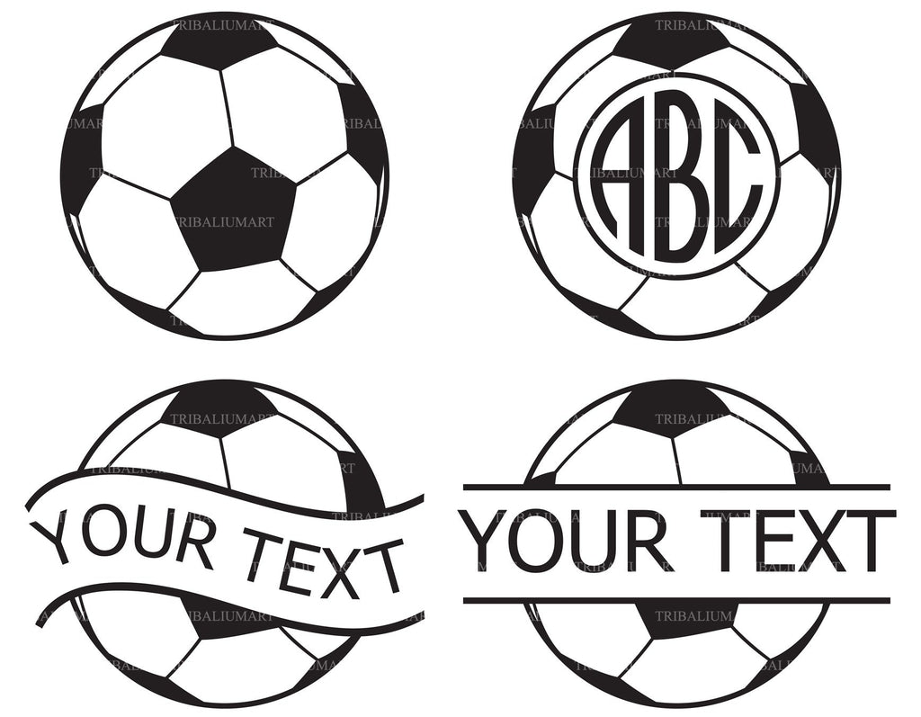 Soccer ball monogram. Cut files for Cricut. Clip Art silhouettes (eps ...