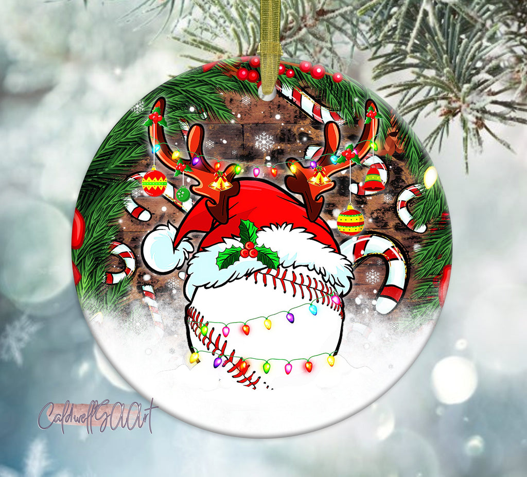 Softball Leopard Christmas Ornament Png Sublimation Design, Round ...