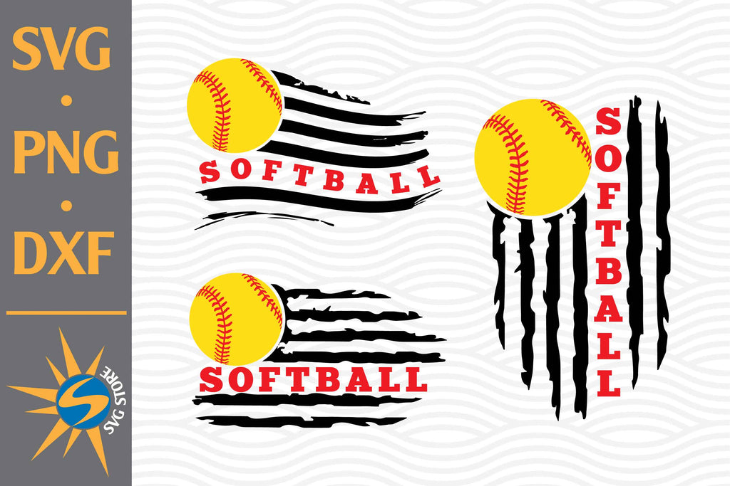 Softball US Flag SVG, PNG, DXF Digital Files Include - So Fontsy