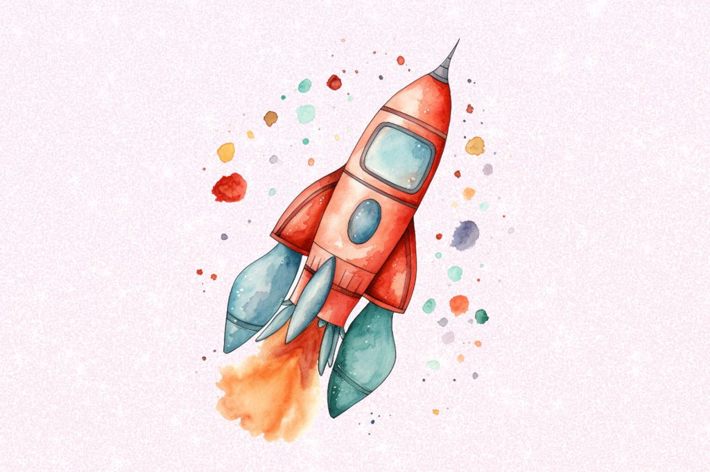 Spaceship Watercolor Clipart Bundle - So Fontsy