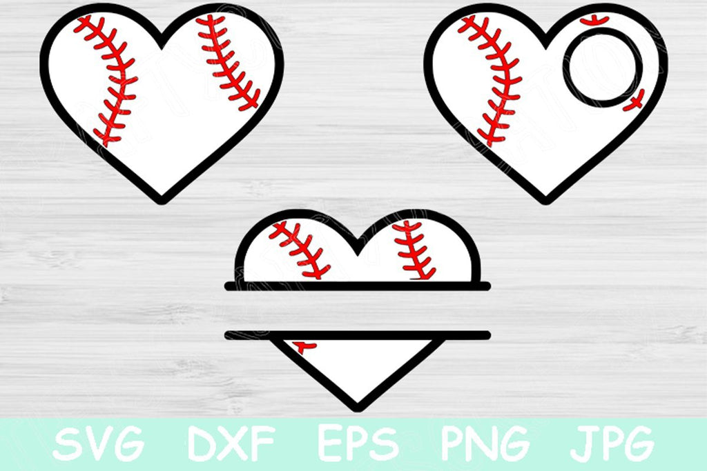 Split Baseball Heart Svg Monogram Sports Vector. Baseball Svg Cut Files ...
