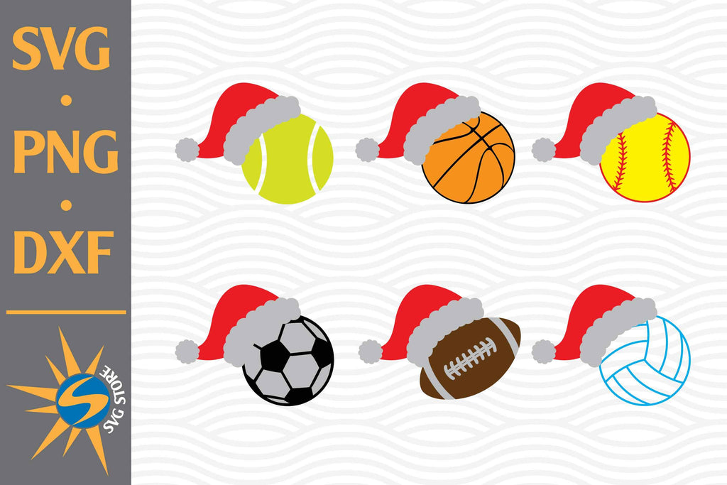 Sport Ball Santa Hat SVG, PNG, DXF Digital Files Include - So Fontsy