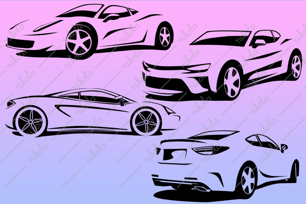 Sports Car Cut File Clipart PNG SVG EPS DXF PDF - So Fontsy