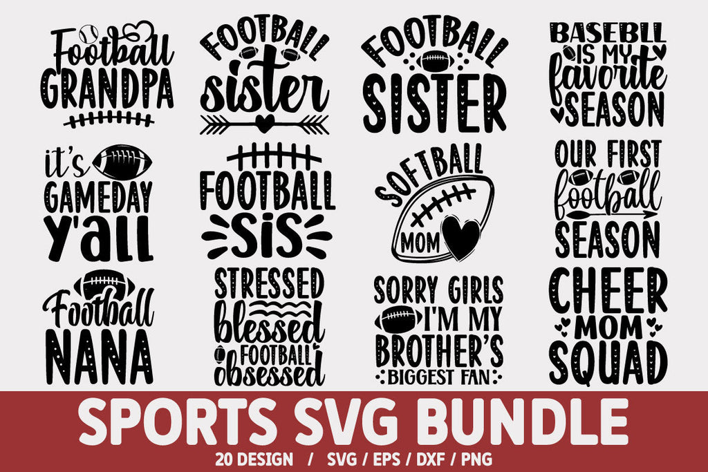 Sports SVG Bundle Cut File - So Fontsy