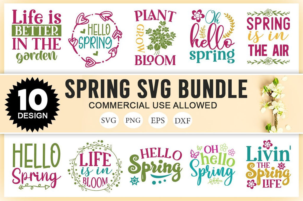 Spring Svg Bundle.Hello Spring Bundle svg Cut file, - So Fontsy