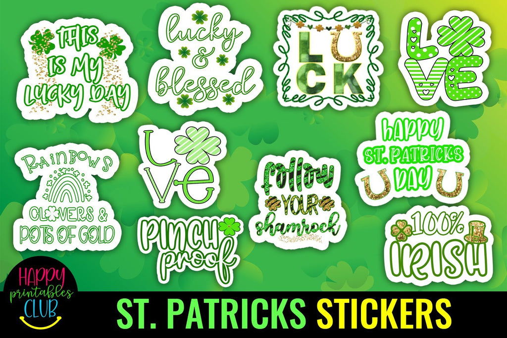 St Patricks Day Stickers Pack-St Patty Day Stickers PNG - So Fontsy