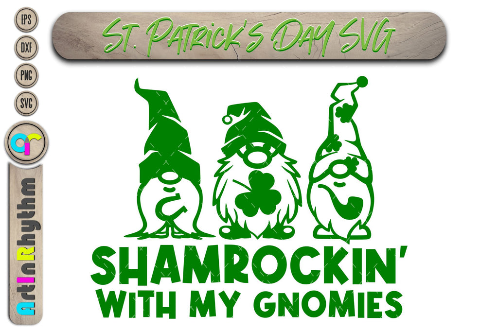 St. Patrick's Day Svg, Shamrockin' with my gnomies - So Fontsy