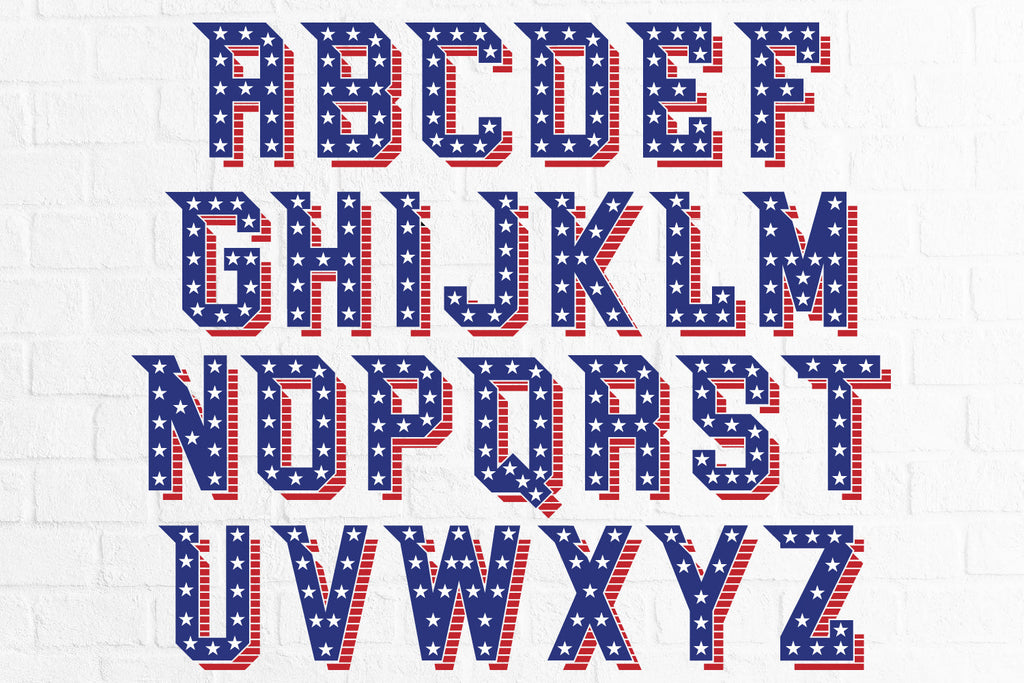 Star and Strip Alphabet Bundle svg eps ai png pdf - So Fontsy