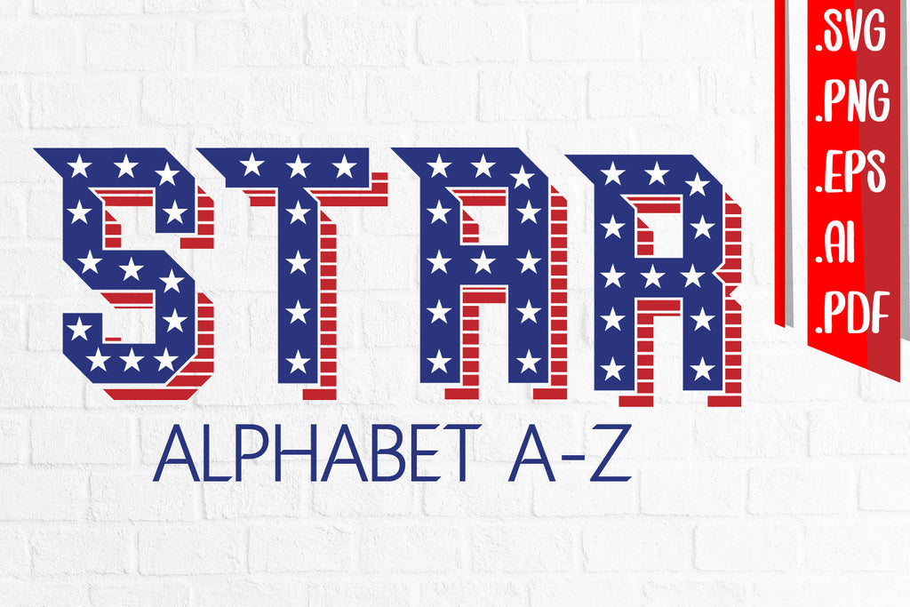 Star and Strip Alphabet Bundle svg eps ai png pdf - So Fontsy