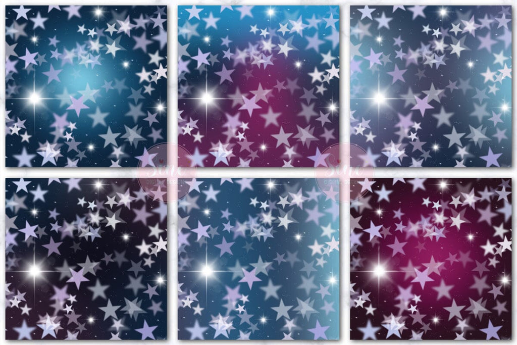 Stars Bokeh Gradient Digital Papers Backgrounds - So Fontsy