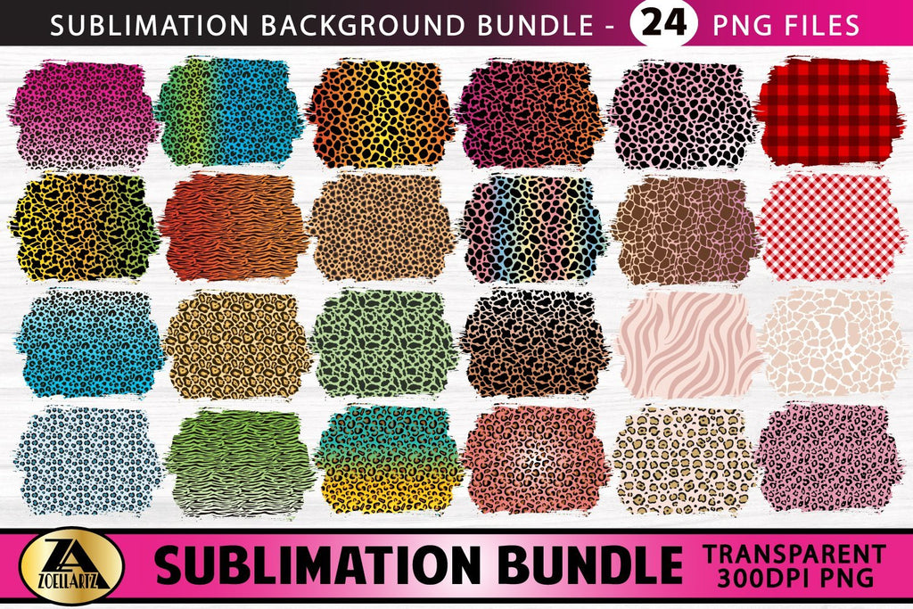 Sublimation PNG Bundle Animal Print Buffalo Plaid Background - So Fontsy