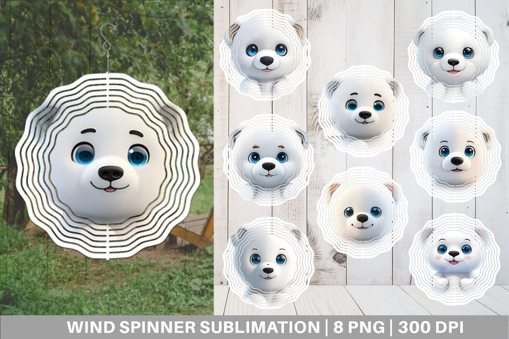 Wind Spinner 3D Furry Baby Polar Bear - So Fontsy