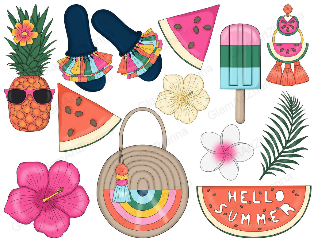 Summer Clip Art Bundle | Bright Planner Graphics - So Fontsy