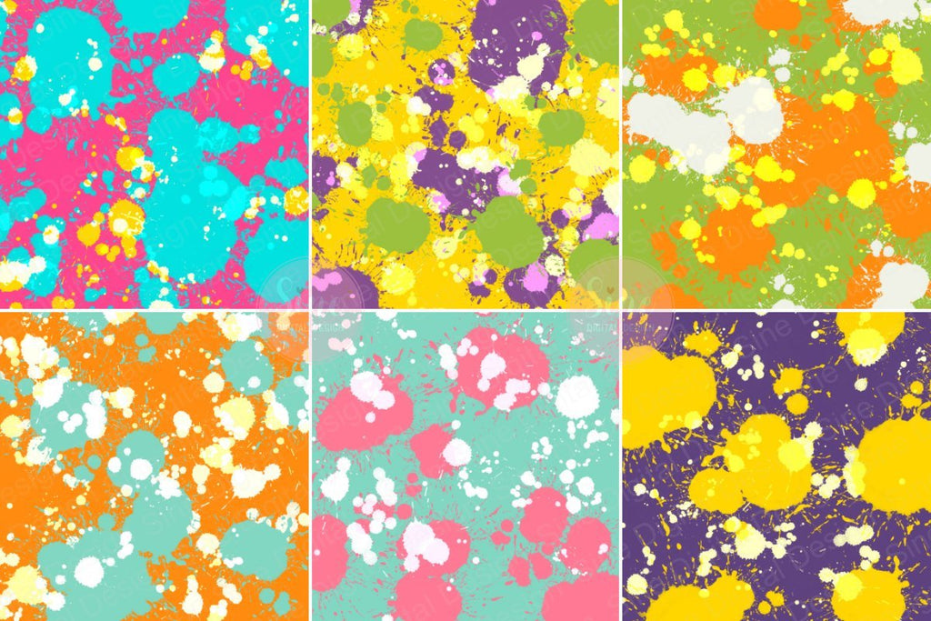 Summer Splatter Digital Papers Backgrounds Set - So Fontsy
