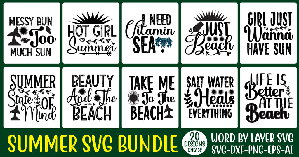 Summer SVG Bundle, Hello Summer Svg, Summer Svg, Beach Svg, - So Fontsy