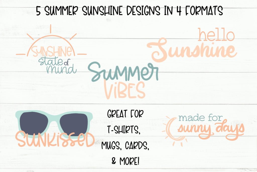 Summer SVG Bundle, Hello Sunshine SVG, Cute summer bundle - So Fontsy