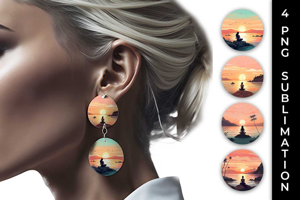 Sunset Serenity - Yoga Earrings Sublimation Bundle - So Fontsy