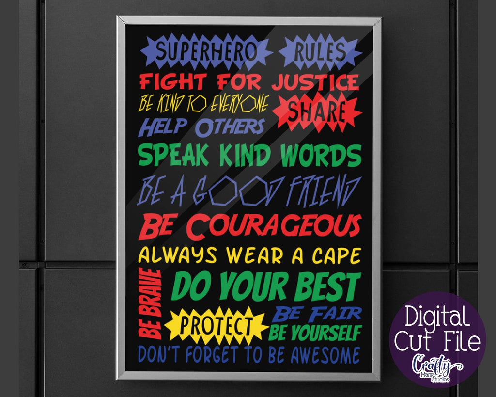 Superhero Svg - Superhero Rules SVG - Be Kind Svg - So Fontsy