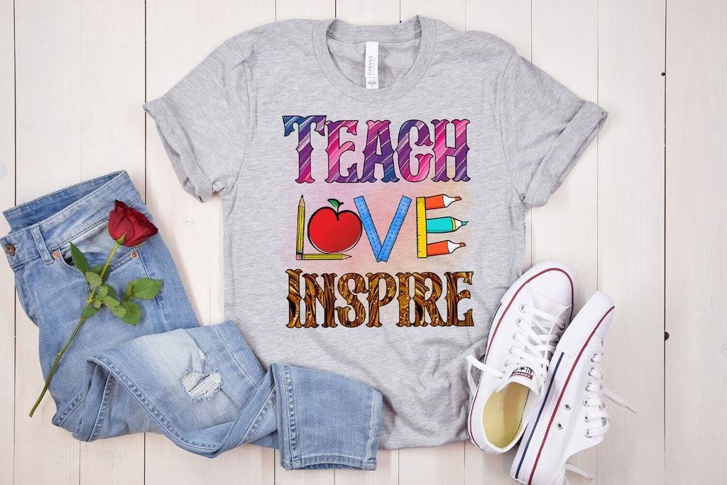 Teach Love Inspire I Teacher Sublimation I Teacher Shirt PNG - So Fontsy