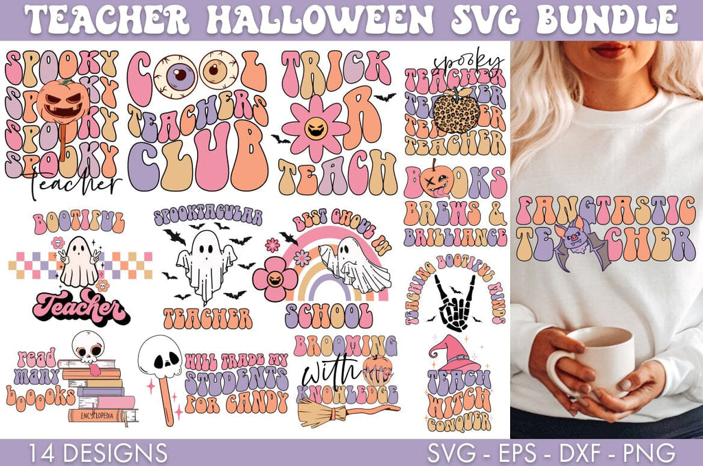 Teacher Halloween SVG Bundle PNG Sublimation - So Fontsy