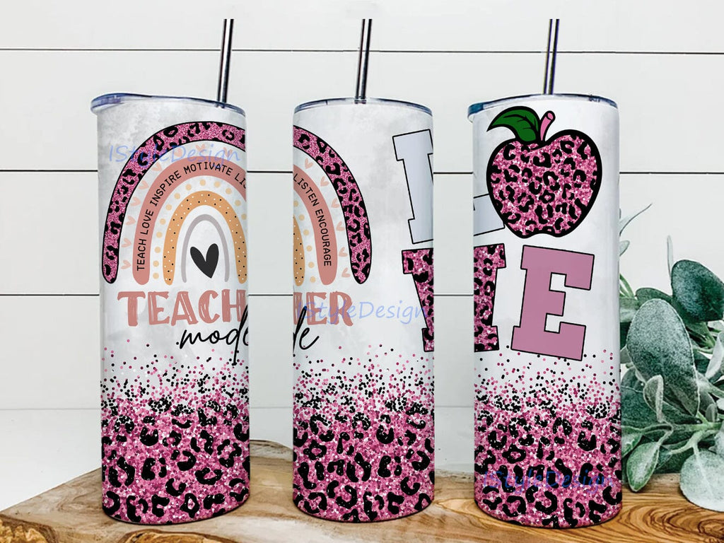 Teacher Mode Rainbow Design Png, Teacher 20oz Skinny Tumbler, Teacher ...