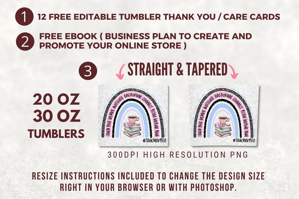 Teacher Sublimation Tumbler Designs, Teacher Appreciation 20oz Skinny ...