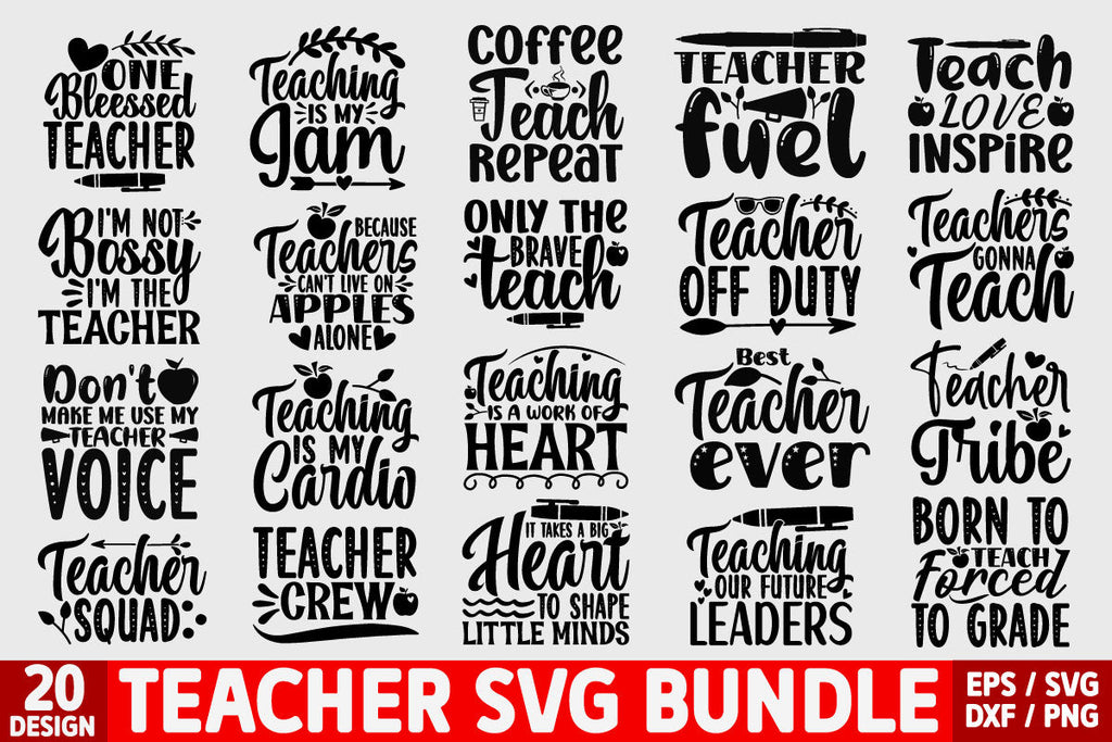 Teacher SVG Bundle Cut File - So Fontsy
