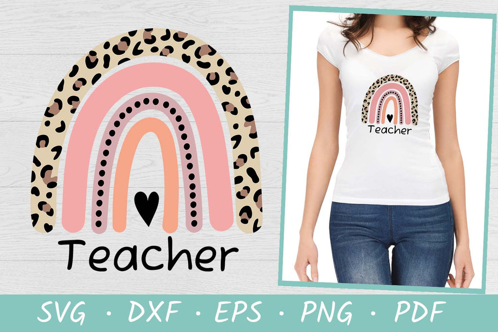 Teacher SVG | Leopard Rainbow | Back To school SVG - So Fontsy