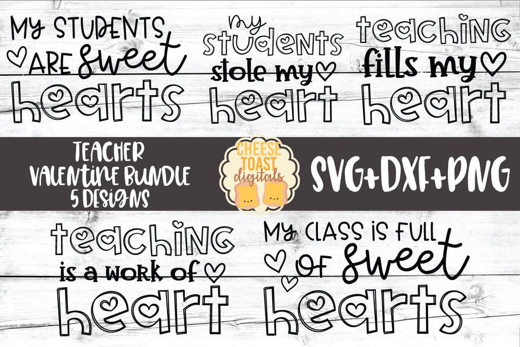 Teacher Valentine Bundle - Valentine's Day SVG PNG DXF Cut Files - So ...