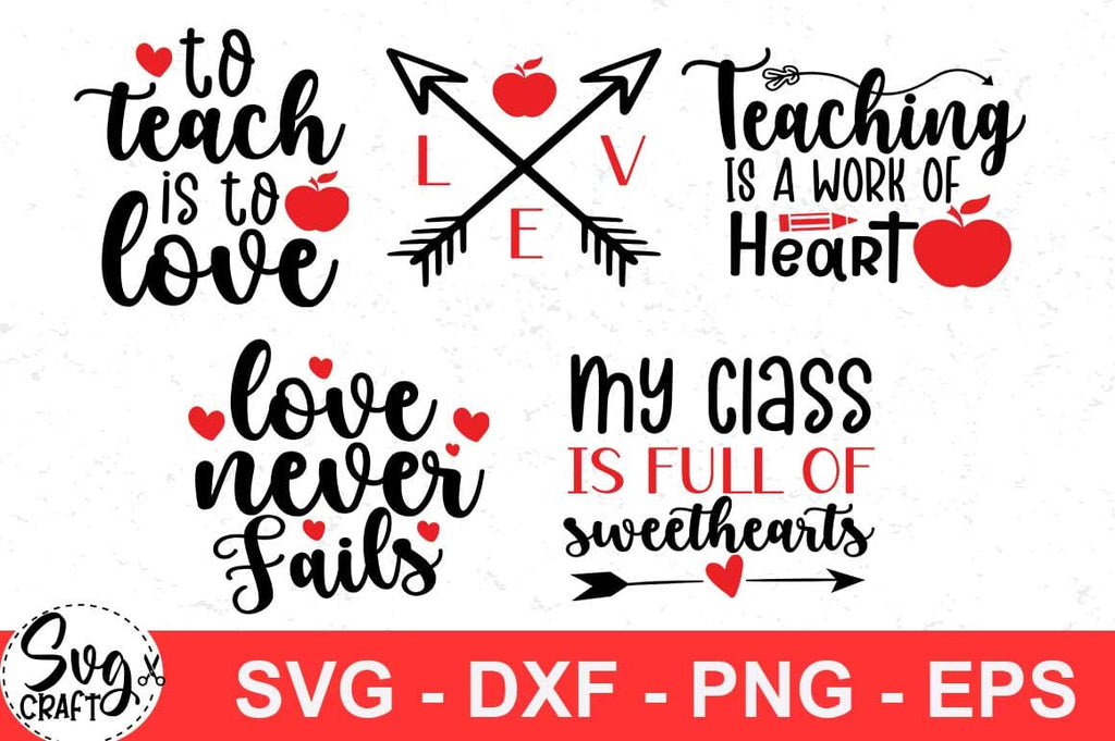 Teacher Valentine SVG Bundle, Valentine SVG Bundle, Teacher Bundle, Va ...