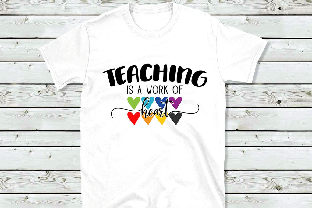 Teaching is a work of heart SVG / Teacher SVG / School cut file - So Fontsy