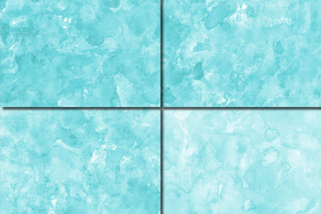 Teal Watercolor Digital Paper / Handpainted textures - So Fontsy