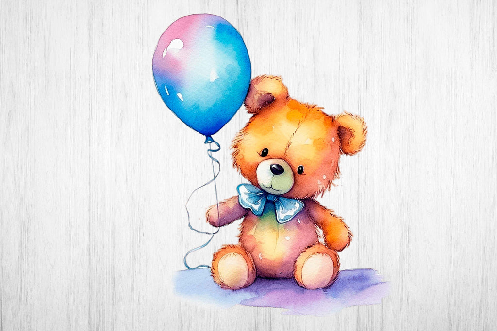 Teddy bear watercolor Design. - So Fontsy