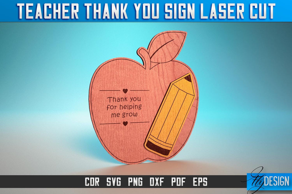 Thank You Teacher Sign Laser Cut SVG | Teacher Laser Cut SVG Design | CNC Files - So Fontsy