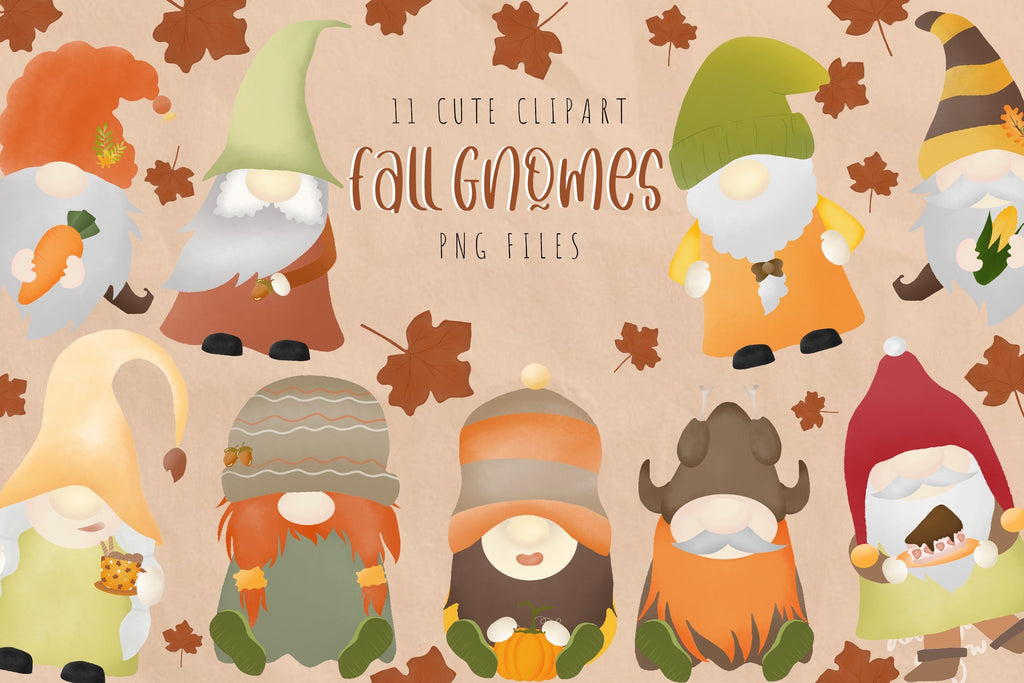 Thanksgiving Gnomes Clipart Fall Gnomes Bundle - So Fontsy
