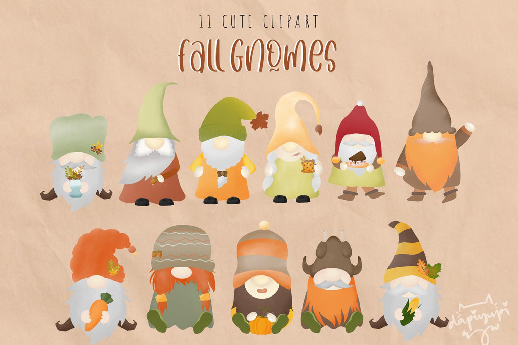 Thanksgiving Gnomes Clipart Fall Gnomes Bundle - So Fontsy