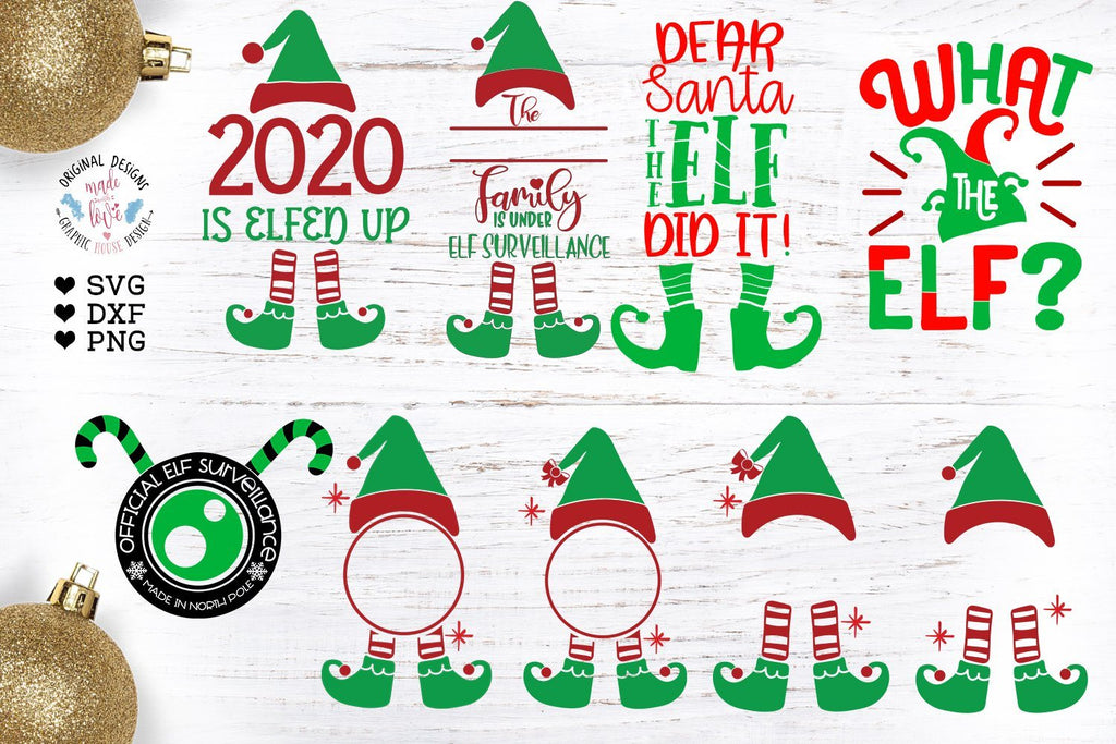 The Little Elf Bundle - 9 separate designs: 3 elf quotes, 5 name frames ...