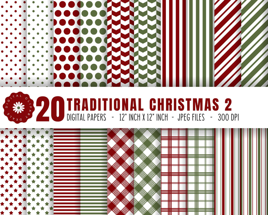 The Traditional Christmas Christmas Digital Paper BIG Bundle - 80 ...