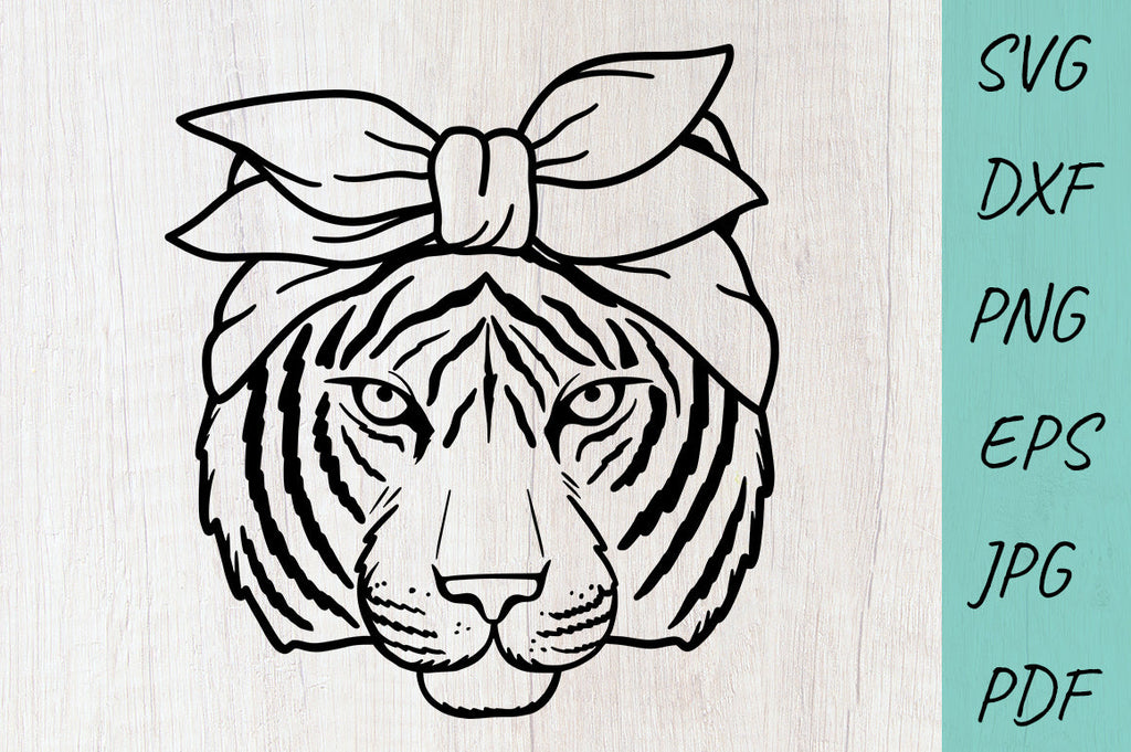 Tiger Svg | Tiger Face | Tiger with Bandana Svg - So Fontsy