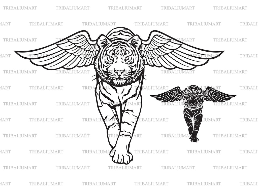 Tiger With Wings Drawing