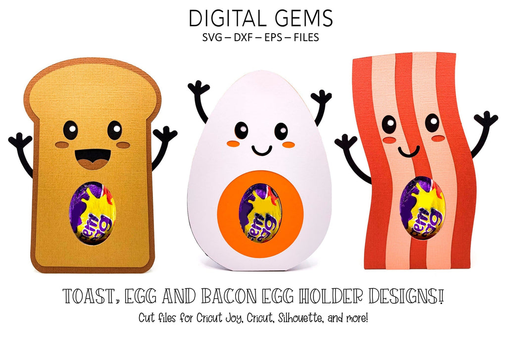 Toast, Bacon, and Egg, Egg holder SVG designs. - So Fontsy