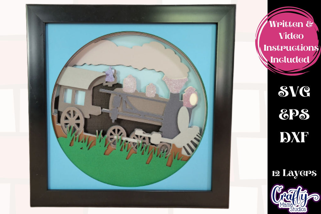 Train Svg Shadow Box, 3D Layered Steam Engine Shadow Box - So Fontsy