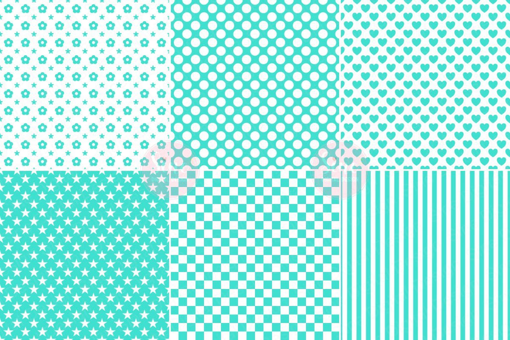 Turquoise and White Pattern Seamless Digital Paper Backgrounds - So Fontsy