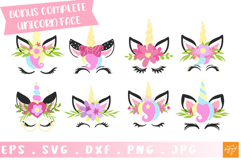 Unicorn Face Magical Unicorn Clipart SVG - So Fontsy